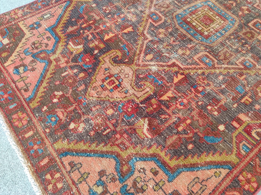 Antique Persian Carpet 4x6, Heriz Rug 4x6 Malayer, Antique Textiles ...