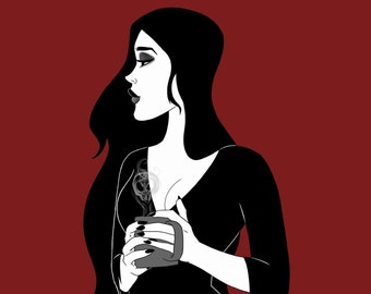 Morticia Addams Fan - Etsy