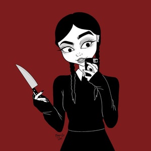 Wednesday Art Print Wednesday Addams Fan Art Girl With Knife - Etsy