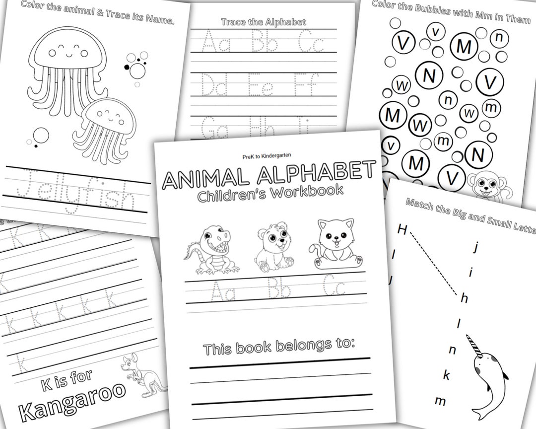 Animal Alphabet Children's Workbook - Learn Abcs and Letter Tracing ...