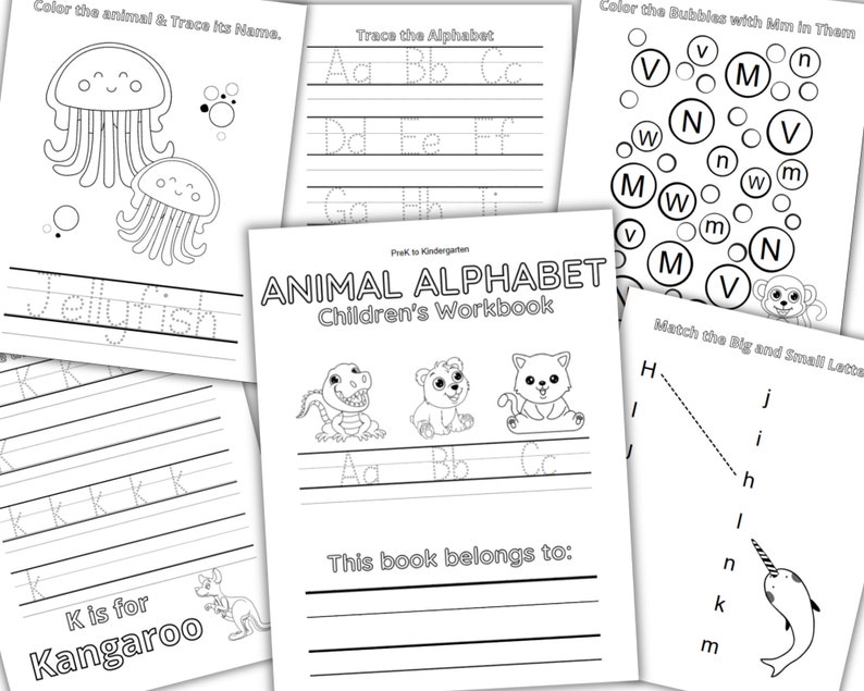 Animal Alphabet Children's Workbook - Learn Abcs and Letter Tracing ...