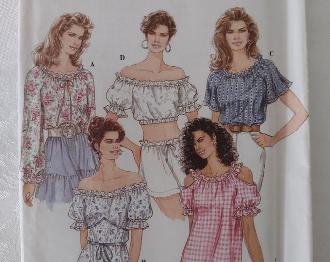 Simplicity 9041 Ruffled Cottagecore Blouse or Crop Top Elastic Neck ...