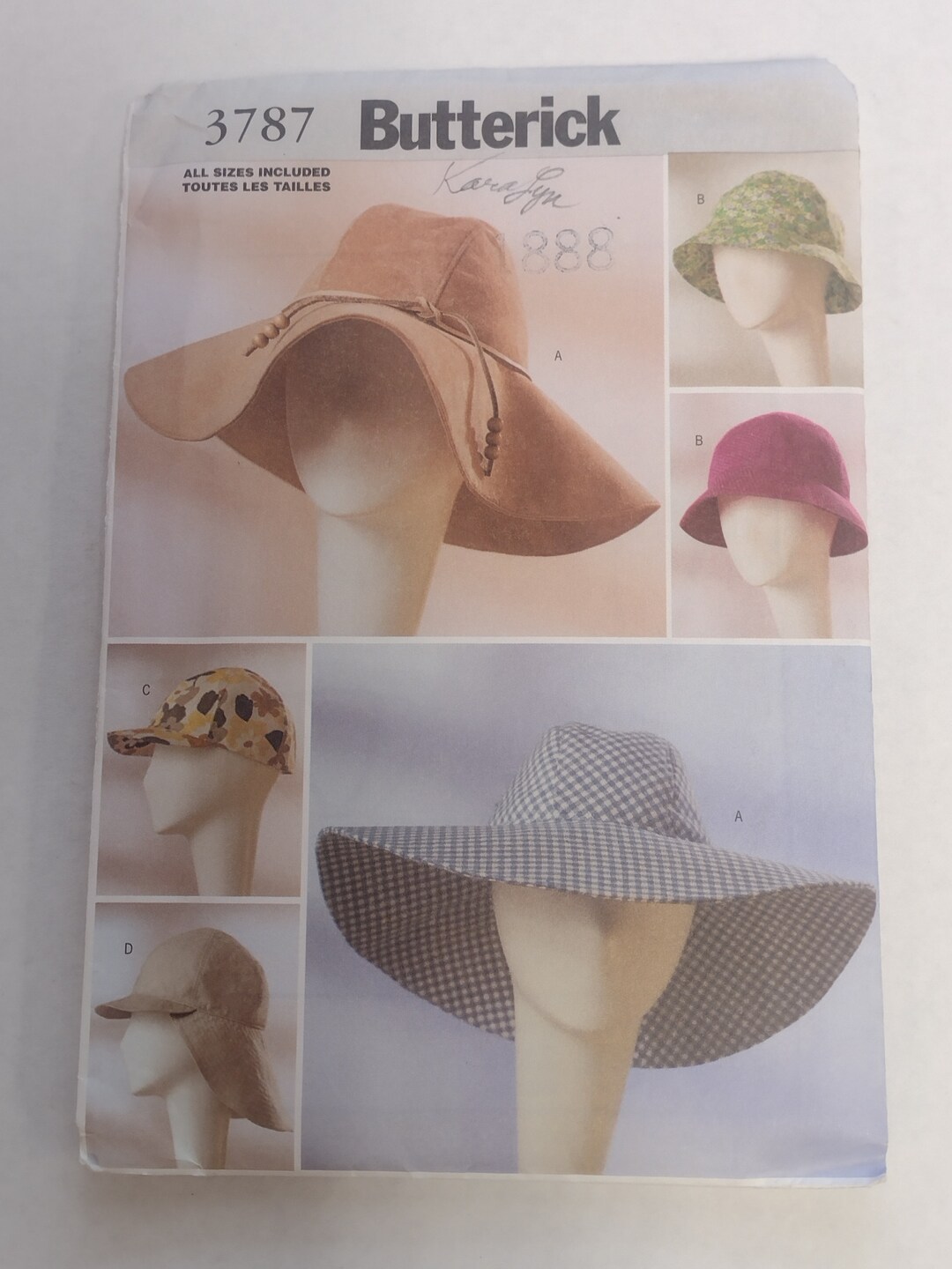 Butterick 3787 - Pattern for Sewing Hats - Sun Hat, Baseball Cap ...