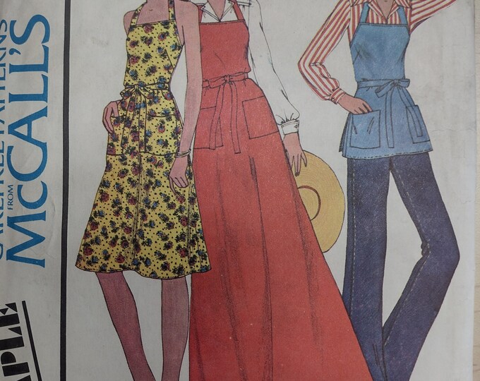 Mccall's Misses Butcher Apron Pattern - 70s Wrap-around Tie-waist Apron ...
