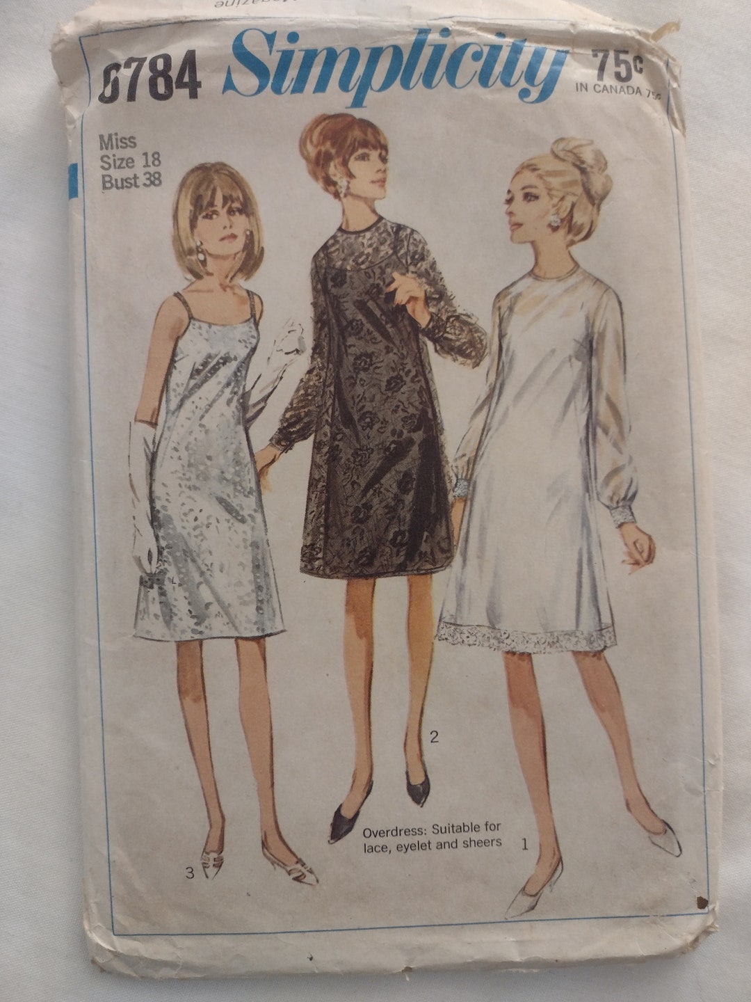 Simplicity 6784 - 60s Slip Dress W-sheer A-line Overdress - Dress Duo ...