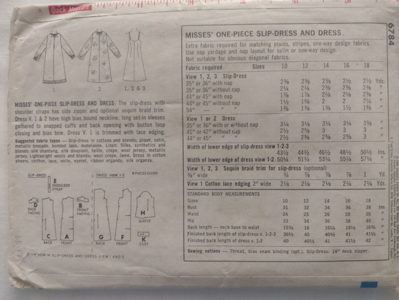 Simplicity 6784 - 60s Slip Dress W-sheer A-line Overdress - Dress Duo ...