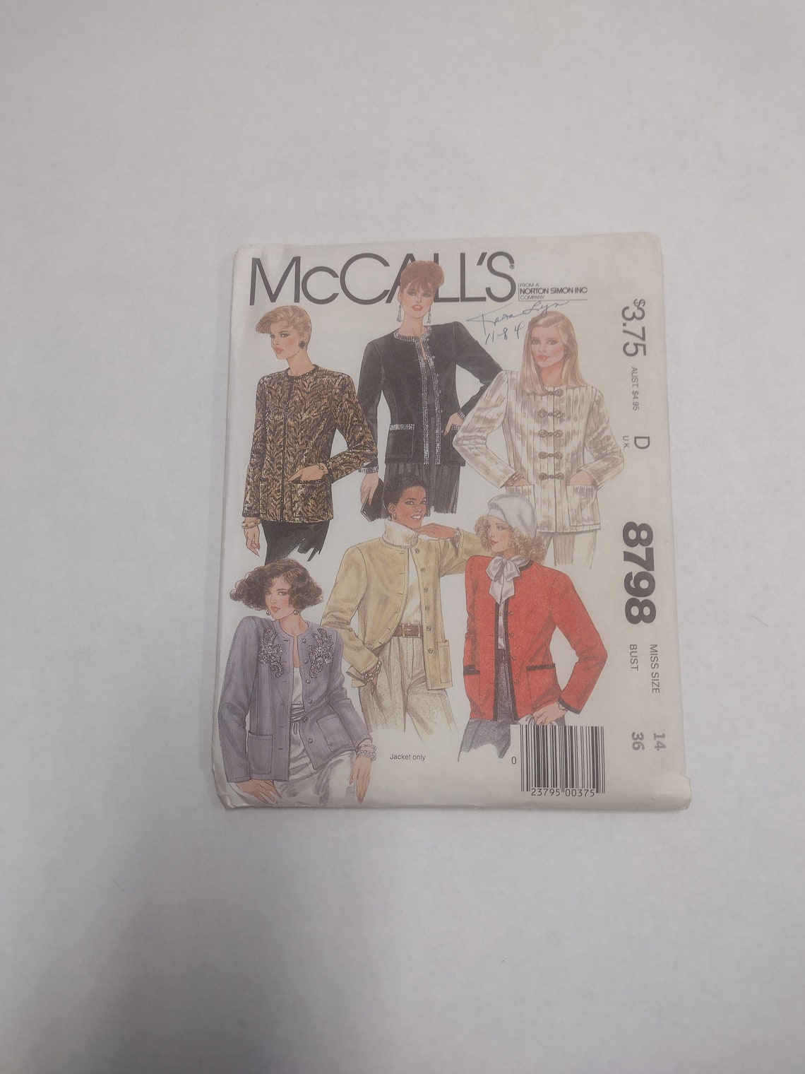 Mccall's 8798 80s Vintage Chanel-style Jacket Sewing Pattern Single ...