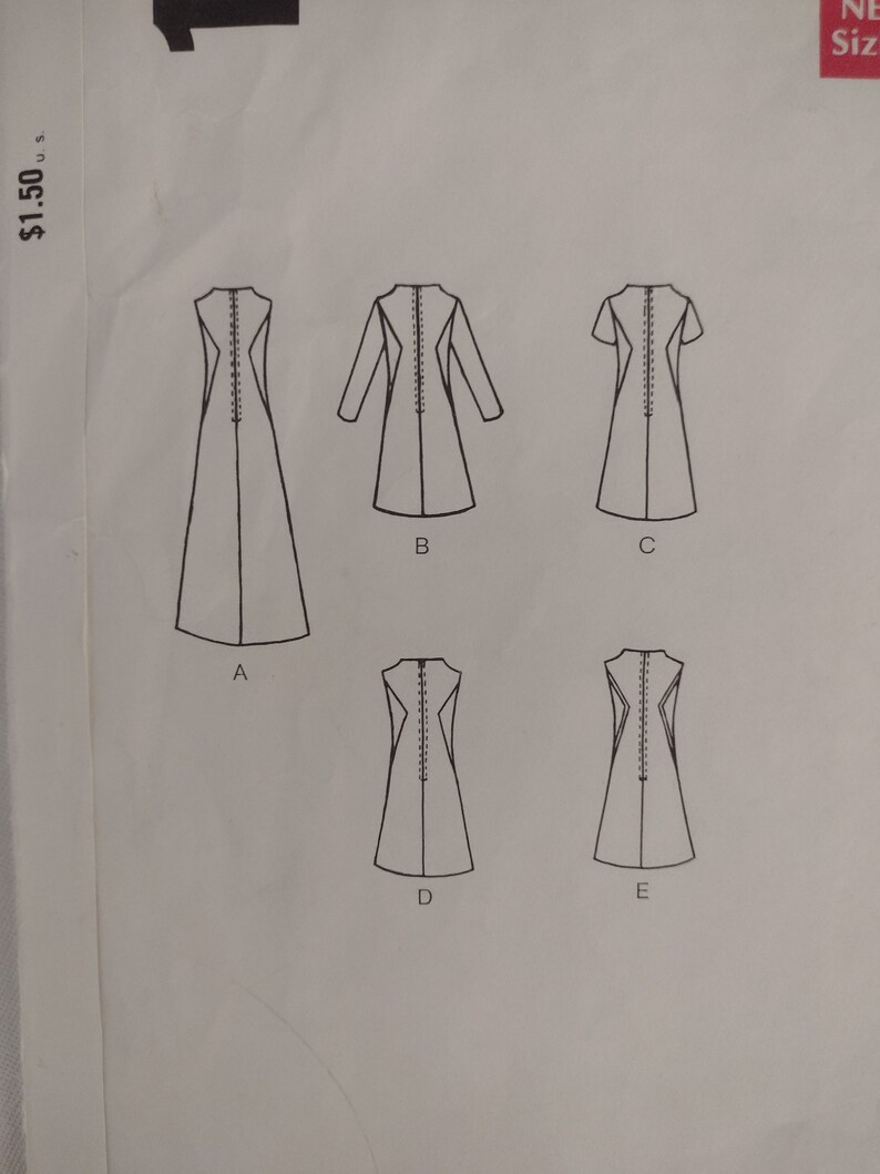 Vogue 1944 - 60s Bi-color Back-zip Dress Pattern With Standing Collar ...