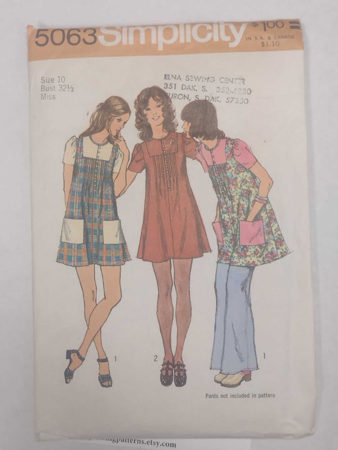 Simplicity 5063 - Mini-dress Pattern Circa 1972 - Above-the-knee Smock ...