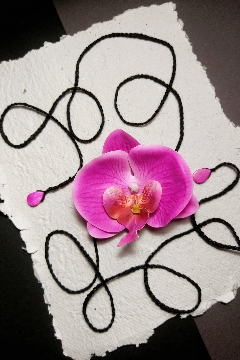 Choose From 2 Orchid Chokers, Pink and White With Crochet Cord, 100 % ...