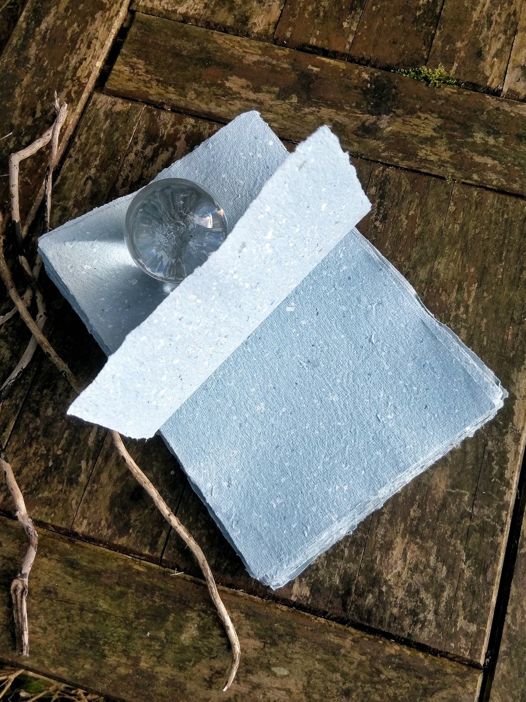 A4 Handmade Sheets of Paper in Light Blue, 100% Recycled, Mix GSM, Raw ...