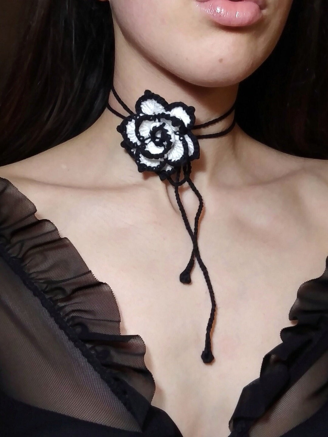 Choose From Black, White or Red Flower Chokers, Medium and Big Size ...