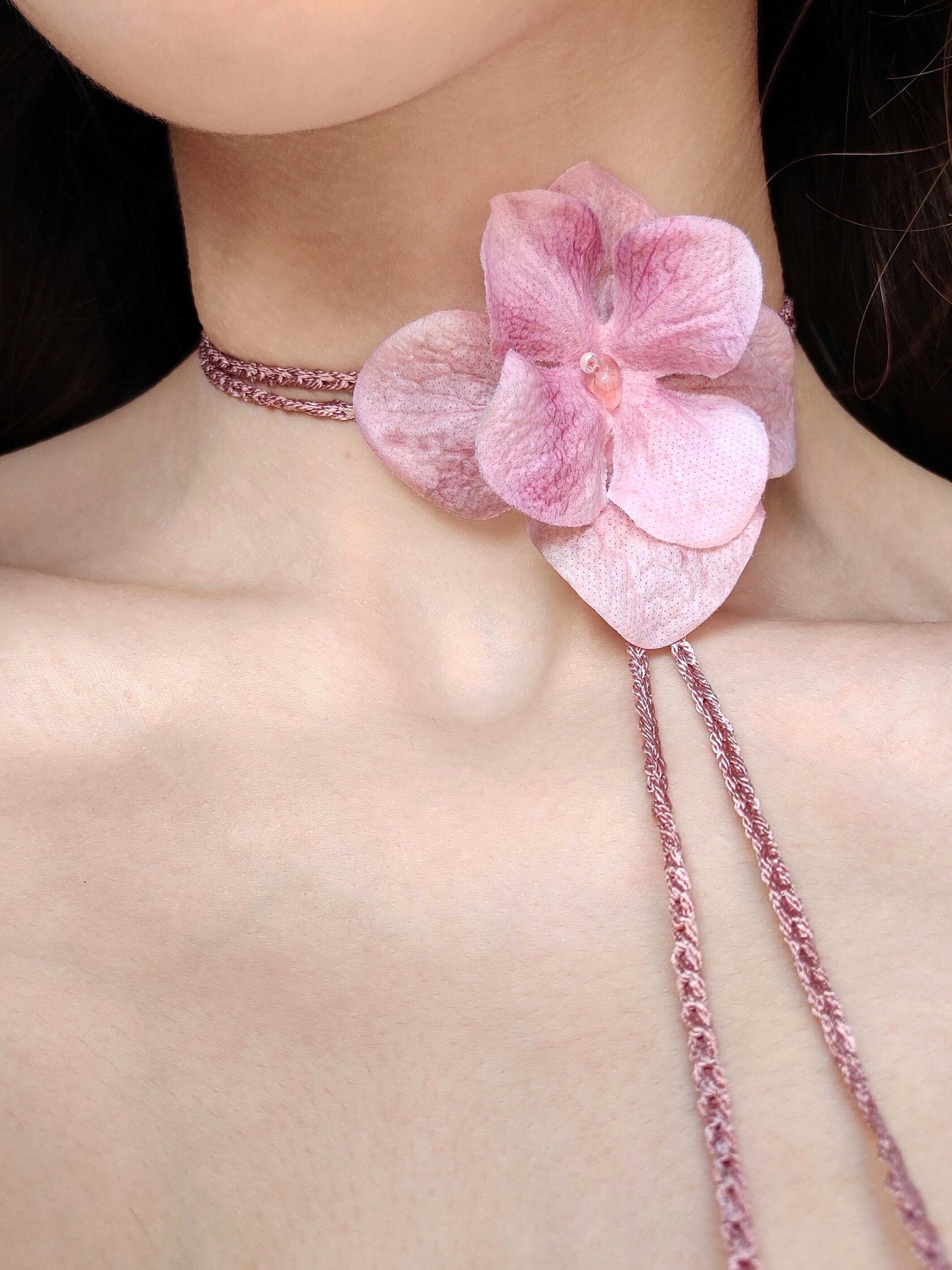 Choose From 3 Pink Orchid Chokers, 100% Linen Crochet Cord in Brown ...