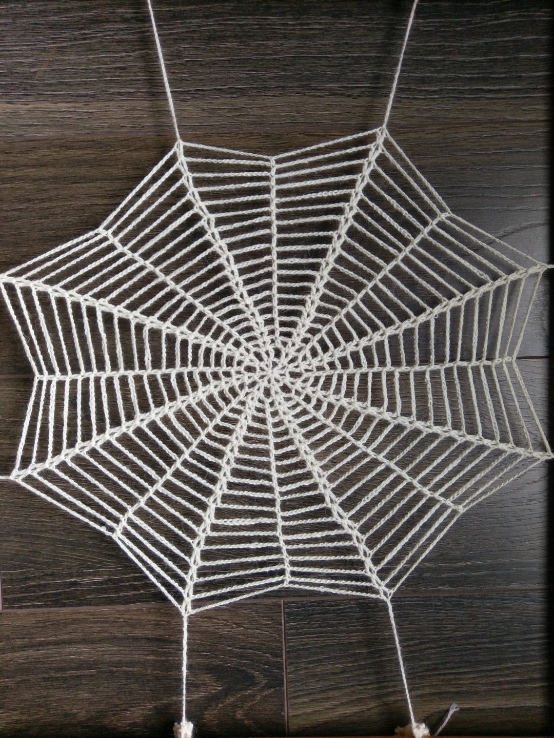 Crochet Spider Web Halloween Decoration, White Wool Wall Hanging ...