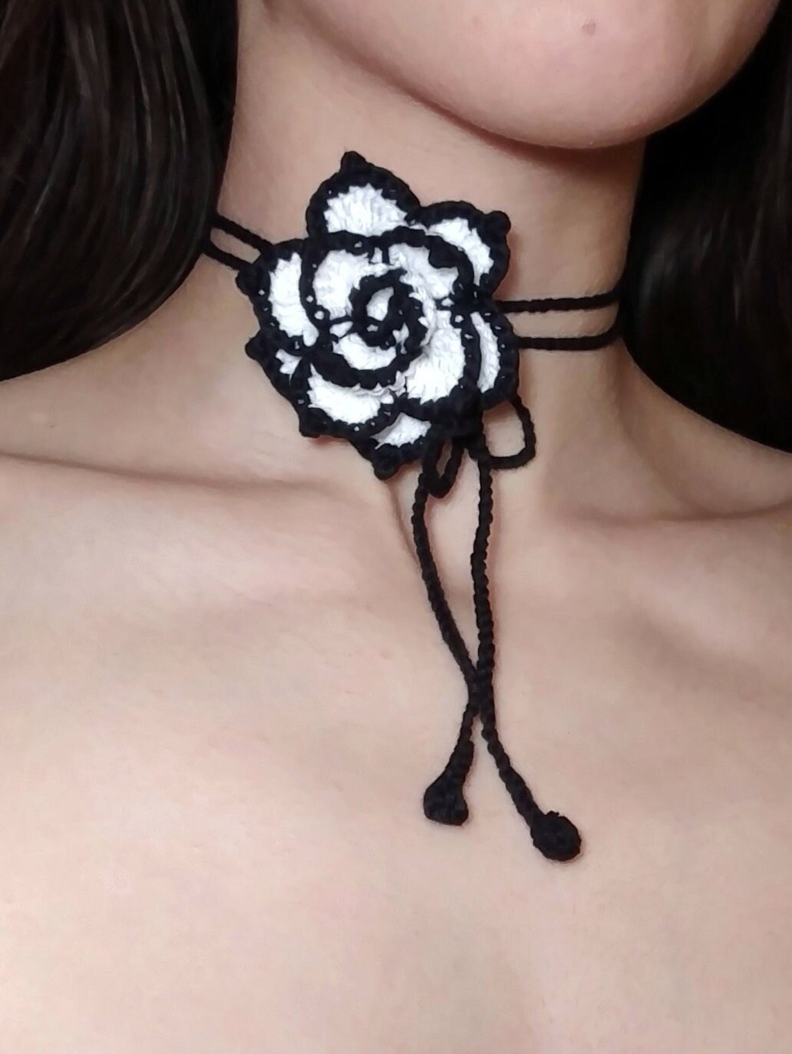 Choose From Black, White or Red Flower Chokers, Medium and Big Size ...