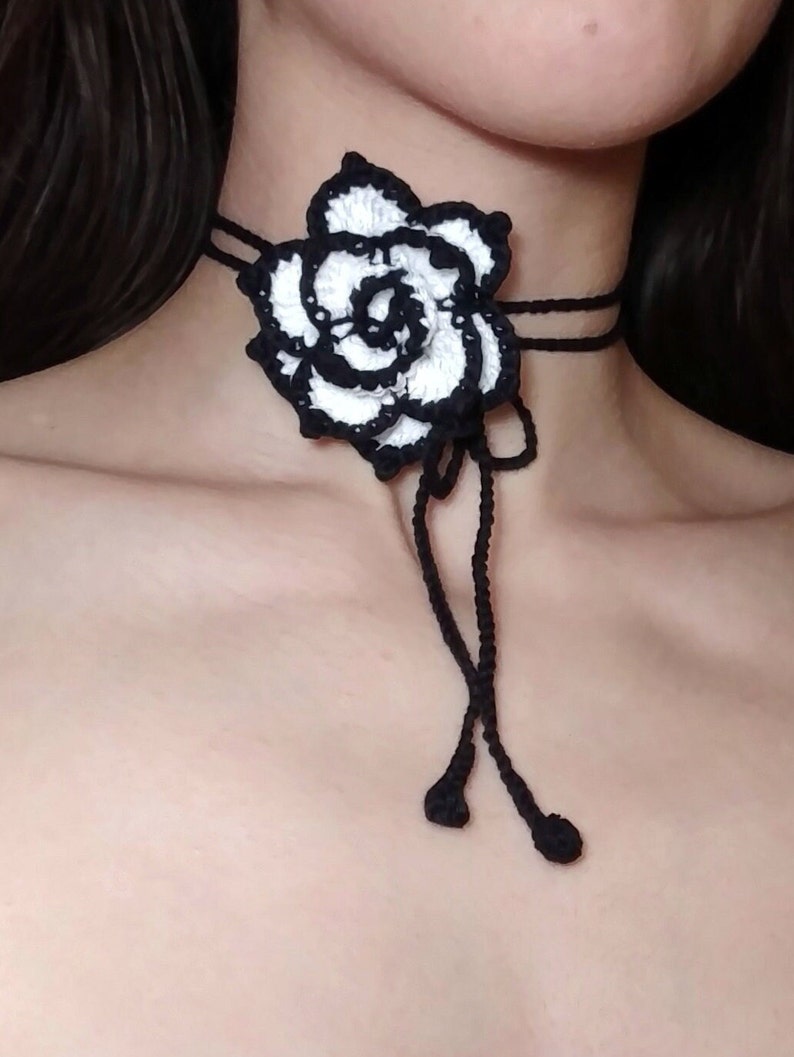 Choose From Black, White and Red Flower Chokers, Medium and Big Size ...