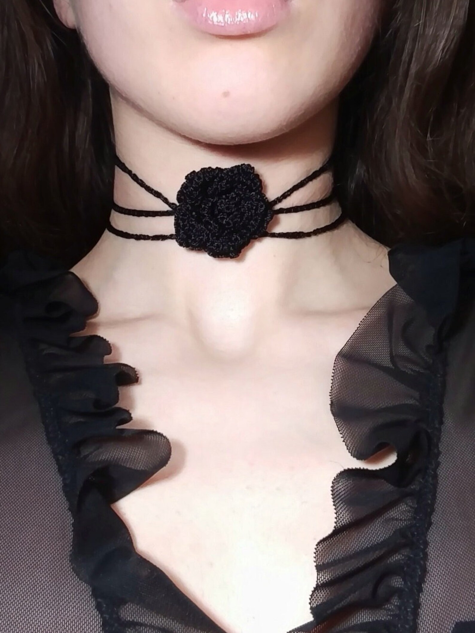 Choose From 3 Colors Crochet Flower Choker Black Tan - Etsy