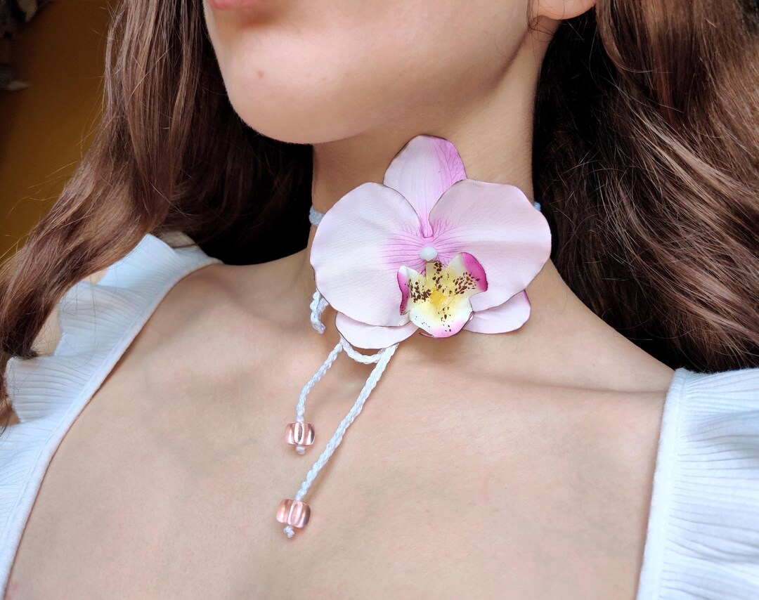 Choose From 2 Orchid Chokers, Pink or White Crochet Cord, 100 % Cotton ...