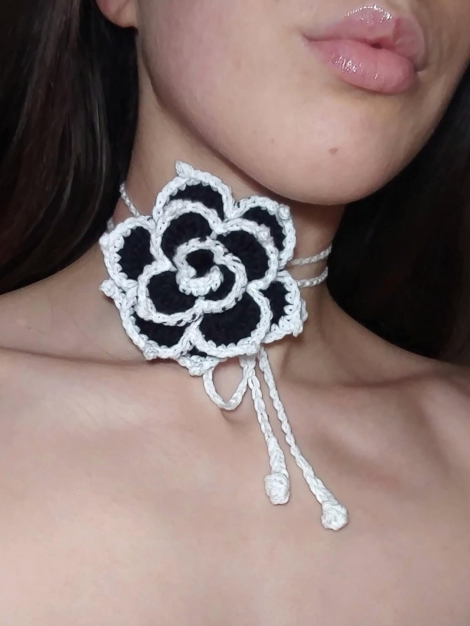 Choose From Black, White or Red Flower Chokers, Medium and Big Size ...