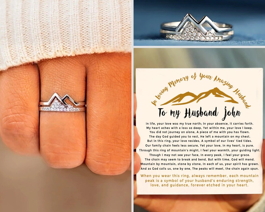 Loss of Husband Gift for Wife, Mountain Ring Women, Sympathy Gift Loss ...
