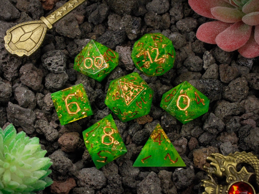 The Gilded Grove Dice Set / Sharp Edge Dice / Dice for Dungeons and ...
