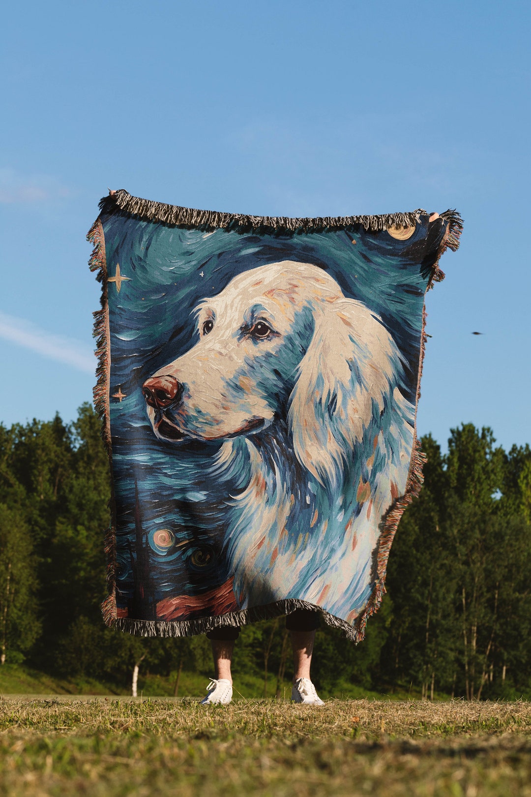 English Setter Dog Starry Night Van Gogh Inspired Woven - Etsy