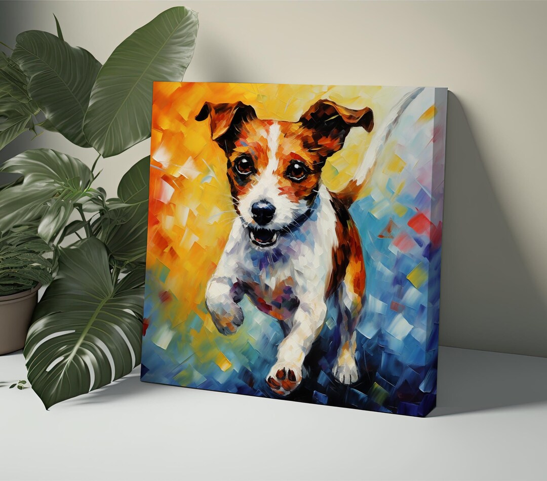 Running Jack Russell Terrier Canvas Art Colorful - Etsy
