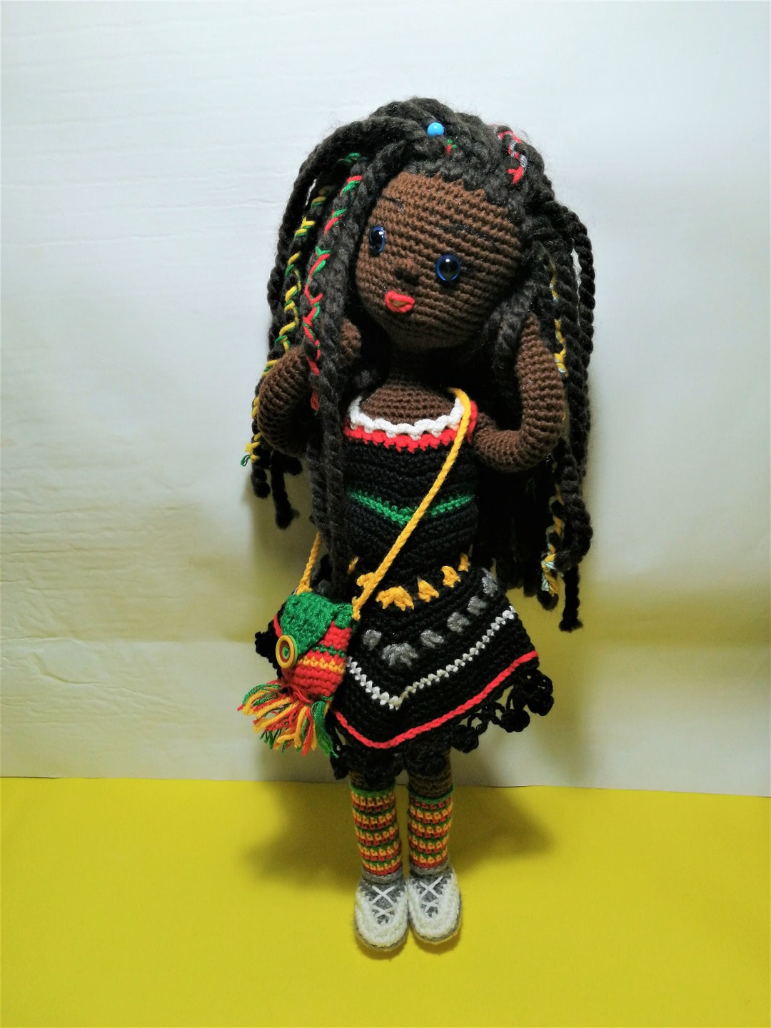 African American Doll, Rasta Hair, Bohemian Style, Amigurumi, Ethnic ...
