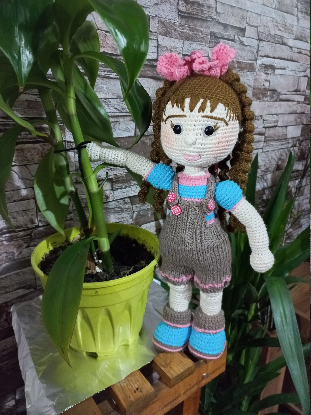Crochet Custom Doll, Amigurumi Knitting Doll, Crochet Girl Curly Hair ...