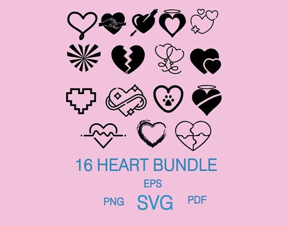 Heart Svg Bundle / Hand Drawn Heart Svg / Valentine Svg / | Etsy