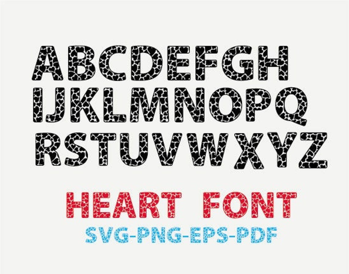 Heart Alphabet Svg File/ Love Font Svg / Heart Alphabet / Instant ...