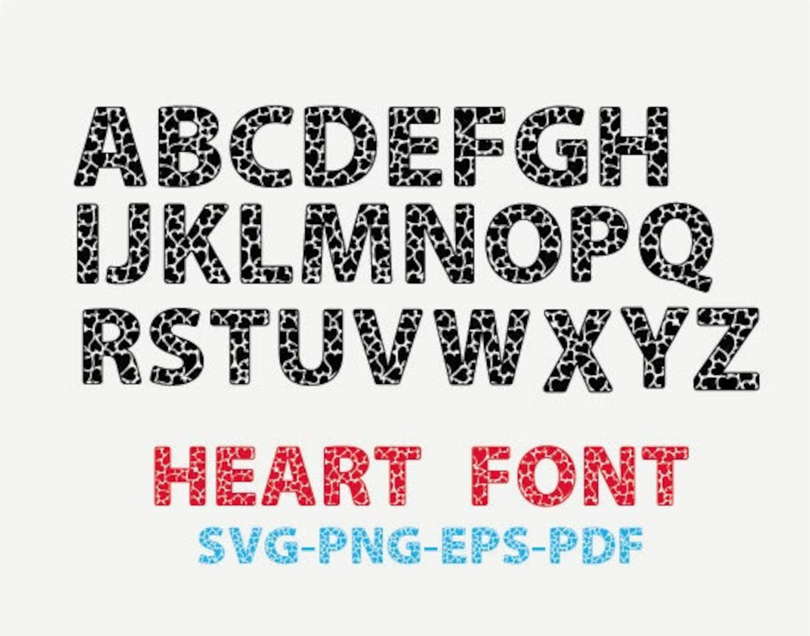 Heart Alphabet Svg File/ Love Font Svg / Heart Alphabet / Instant ...