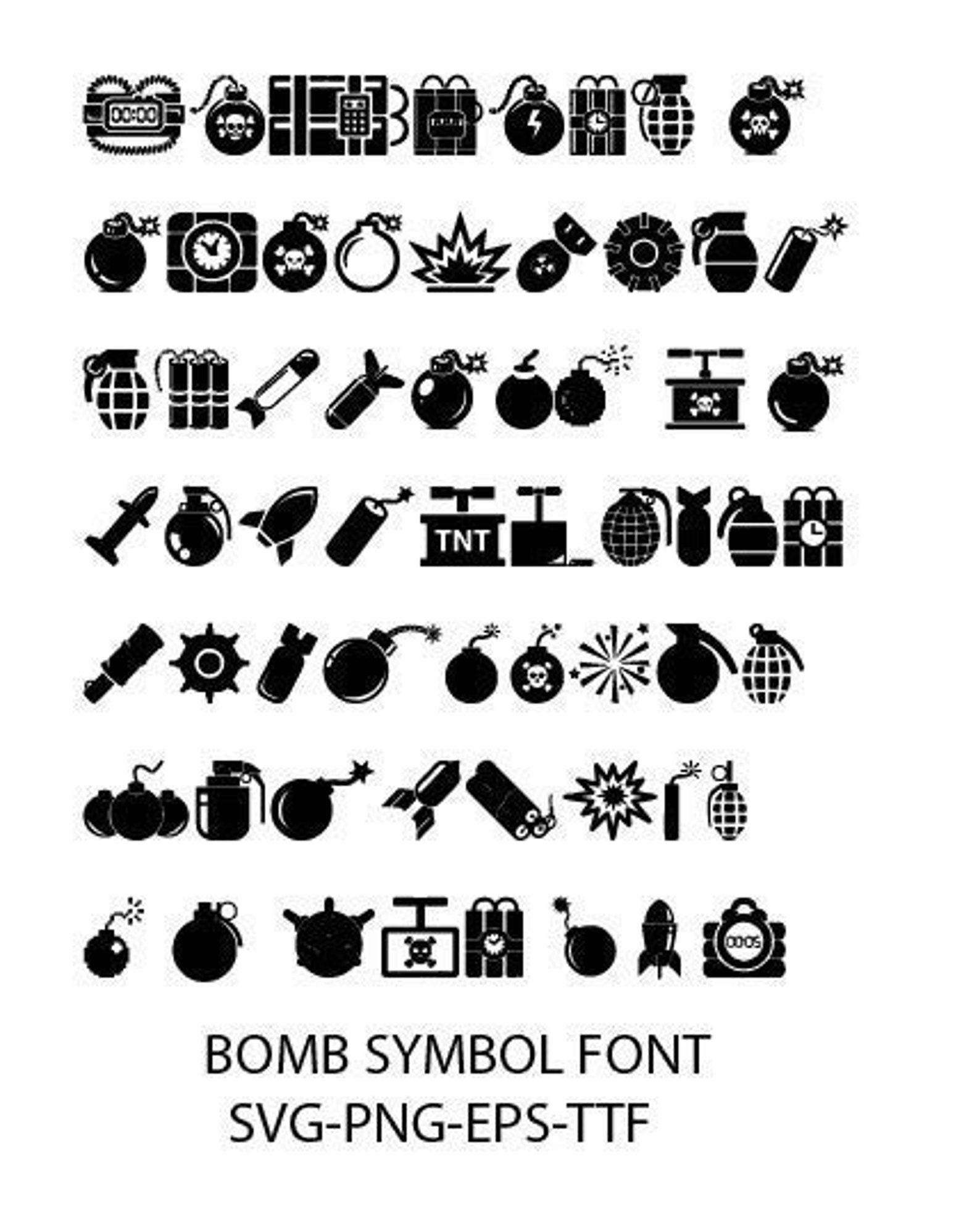 Bomb Symbol Font TTF-SVG-PNG / Bomb Svg Bundle / Bomb Cricut / Bomb ...