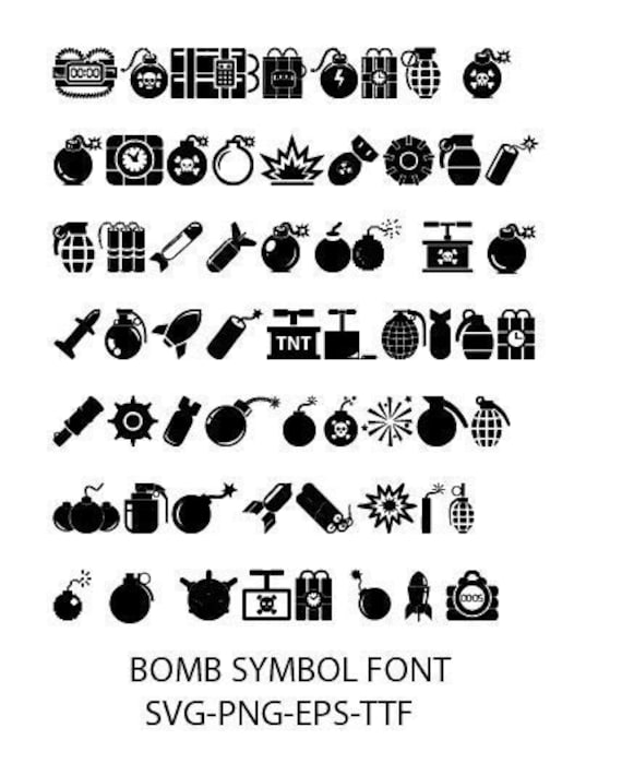 Bomb Symbol Font TTF-SVG-PNG / Bomb Svg Bundle / Bomb Cricut / - Etsy ...