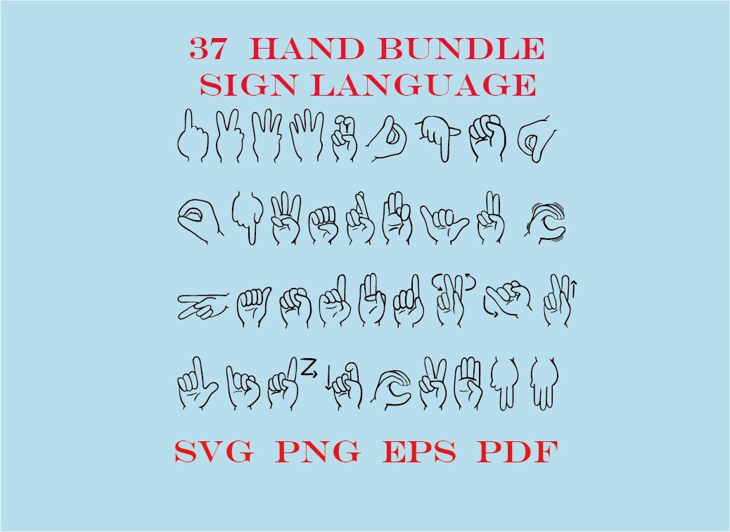 Hand Svg Bundle / Sıgn Language Svg Bundle /hands Line Vector / Cricut ...