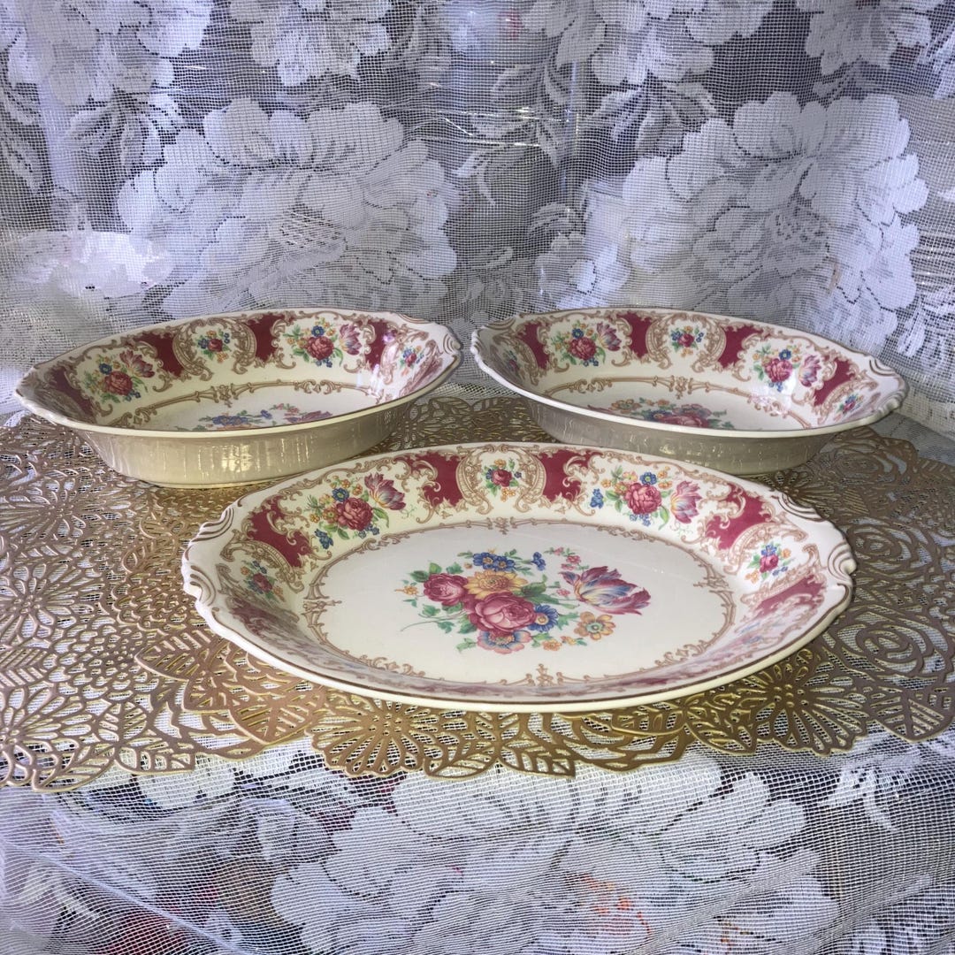 Vintage Syracuse China Serving Platter Set: Floral Old Ivory Platters ...