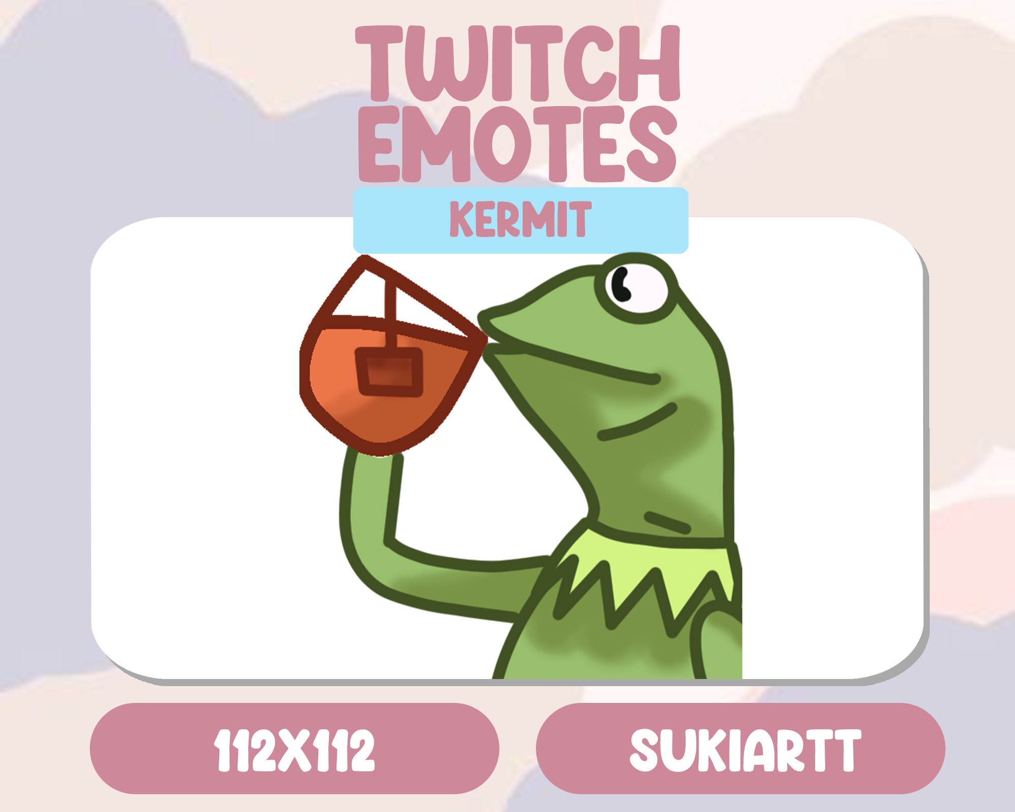 KERMIT TEA EMOTE Twitch Discord Pngtuber Vtuber Emote for Stream - Etsy