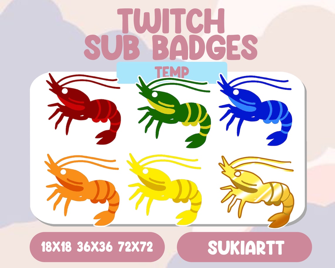 SHRIMP SUB BADGES Twitch Discord Pngtuber Vtuber Emote for Stream - Etsy