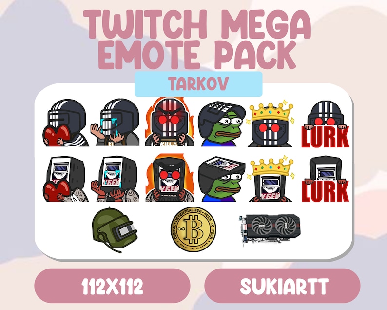 Escape From Tarkov MEGA EMOTE PACK Twitch Discord Pngtuber Vtuber Emote ...