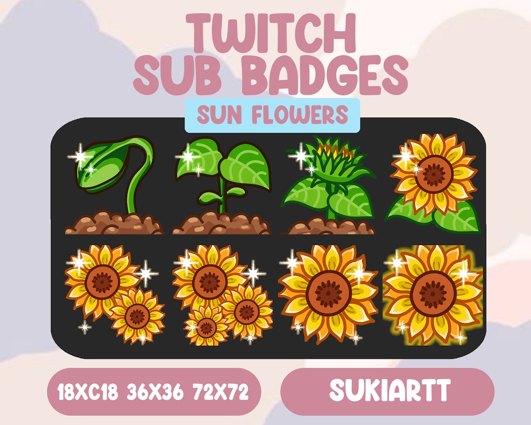 SUNFLOWER SUB BADGES Twitch Discord Pngtuber Vtuber Emote for Stream - Etsy