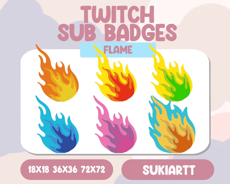 FLAME SUB BADGES Twitch Discord Pngtuber Vtuber Badge for - Etsy