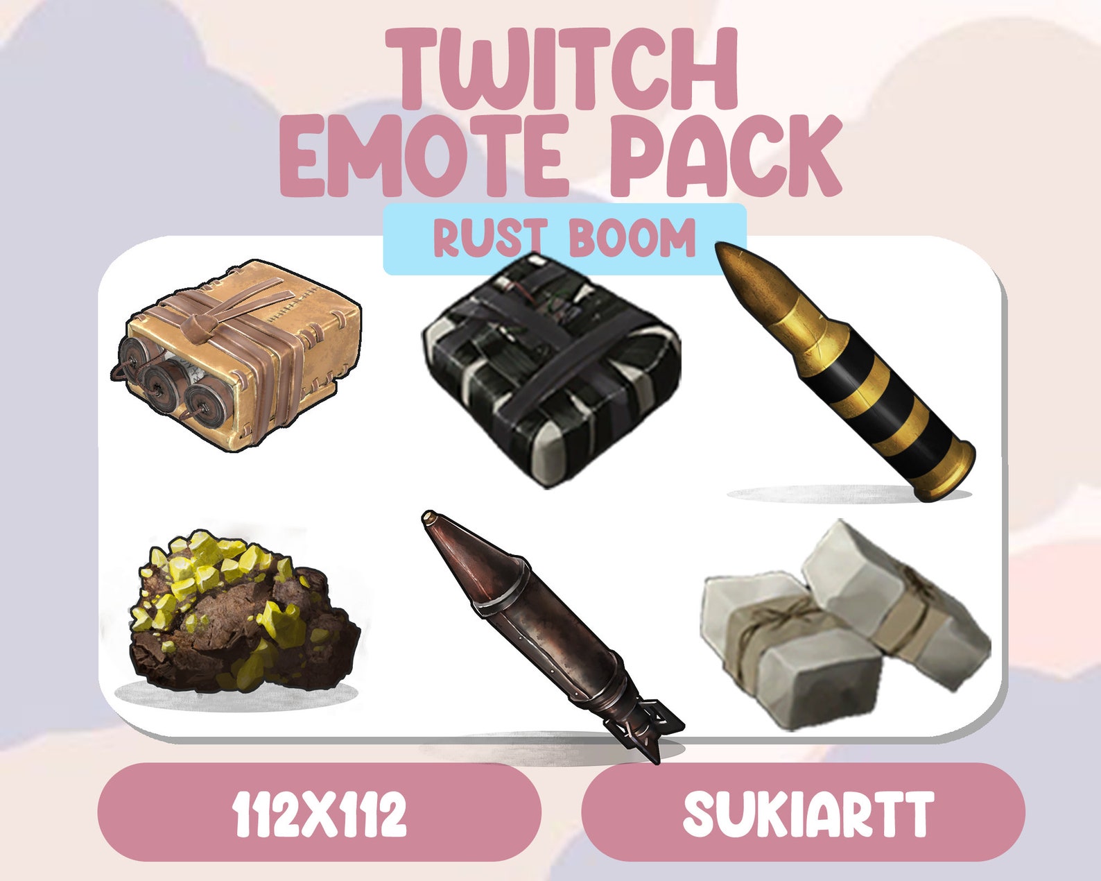 BOOM EMOTE PACK, Rust Twitch Discord Pngtuber Vtuber Emote for Stream ...