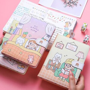 Cute School Girl Kawaii Notebook- Kawaii Notebook, Soft Hard Cover Cute ...
