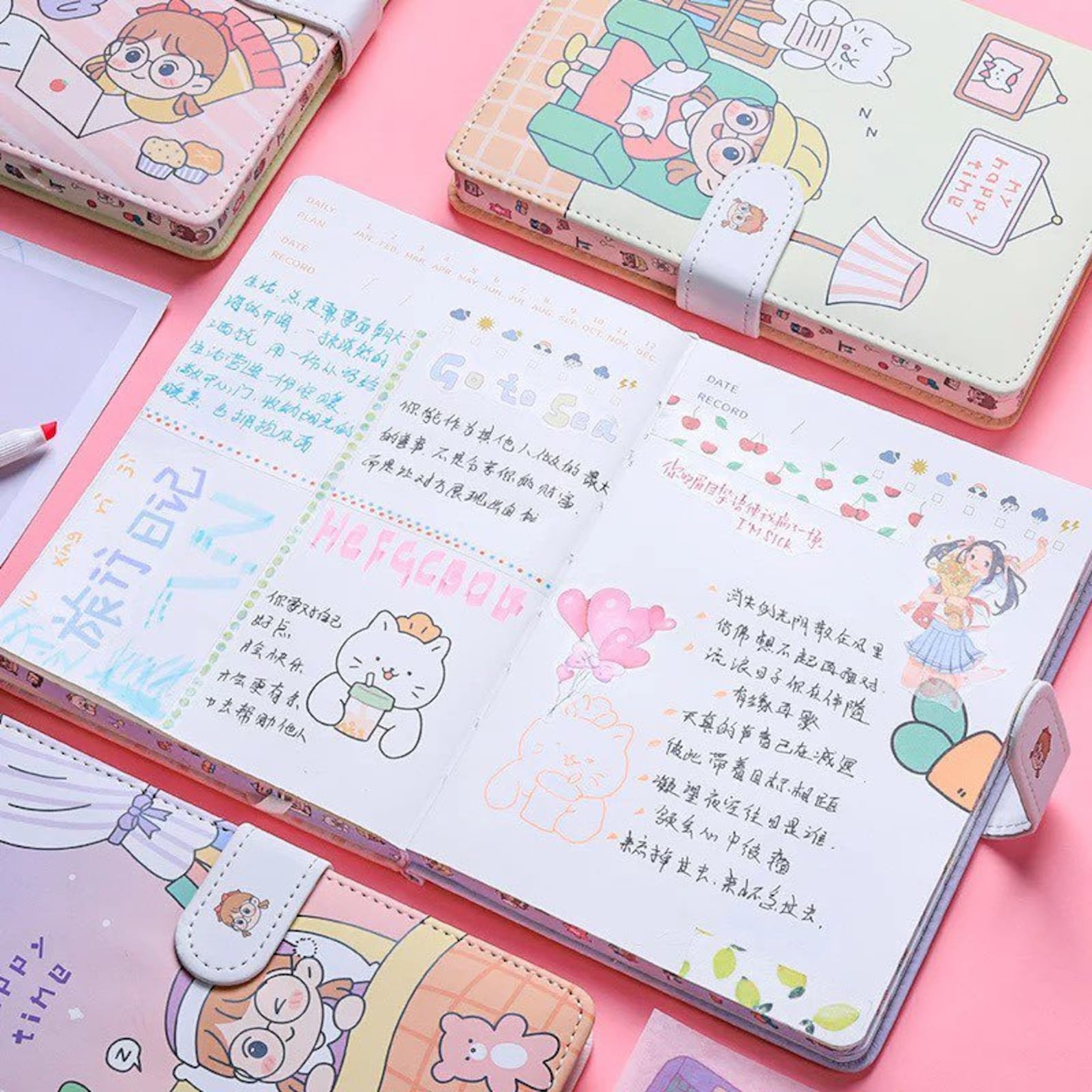 Cute School Girl Kawaii Notebook Kawaii Notebook Soft Hard - Etsy