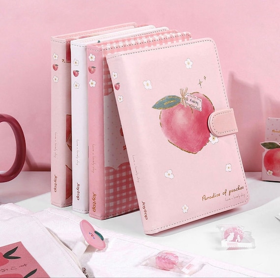 A5 Peach Notebook/ Cute PU Soft Leather Notebook With Magnetic - Etsy