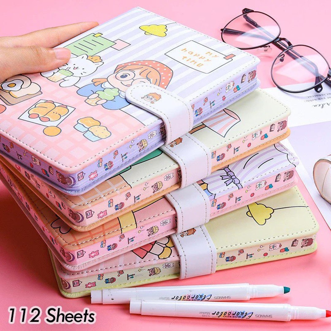 Cute School Girl Kawaii Notebook- Kawaii Notebook, Soft Hard Cover Cute ...