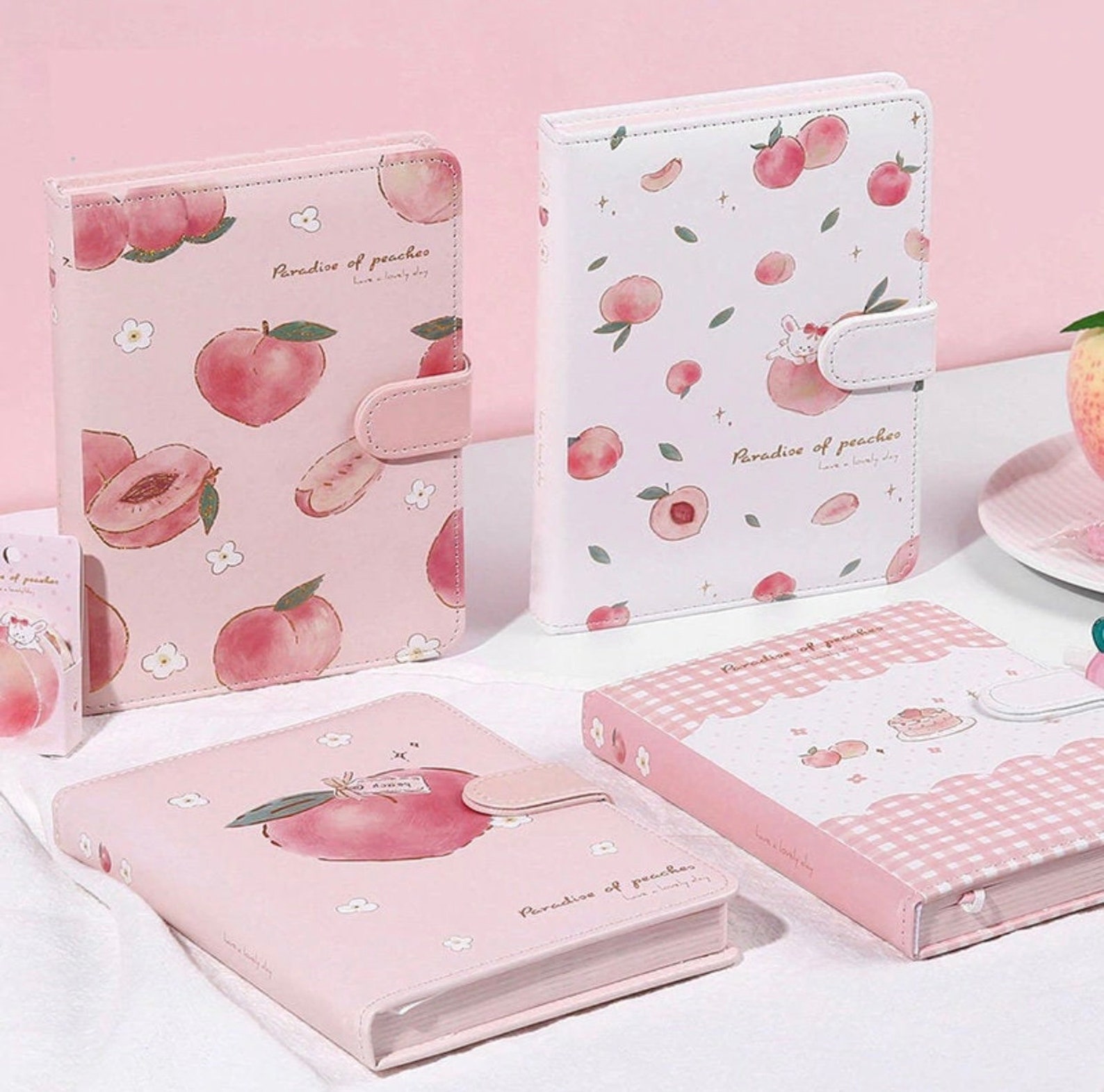 A5 Peach Notebook/ Cute PU Soft Leather Notebook With Magnetic Buckle ...