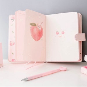 A5 Peach Notebook/ Cute PU Soft Leather Notebook With Magnetic Buckle ...