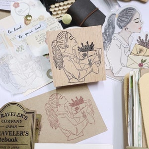 Girls Rubber Stamp by Piscoletters/rubber Stamp/ Junk Journal/ Craft ...