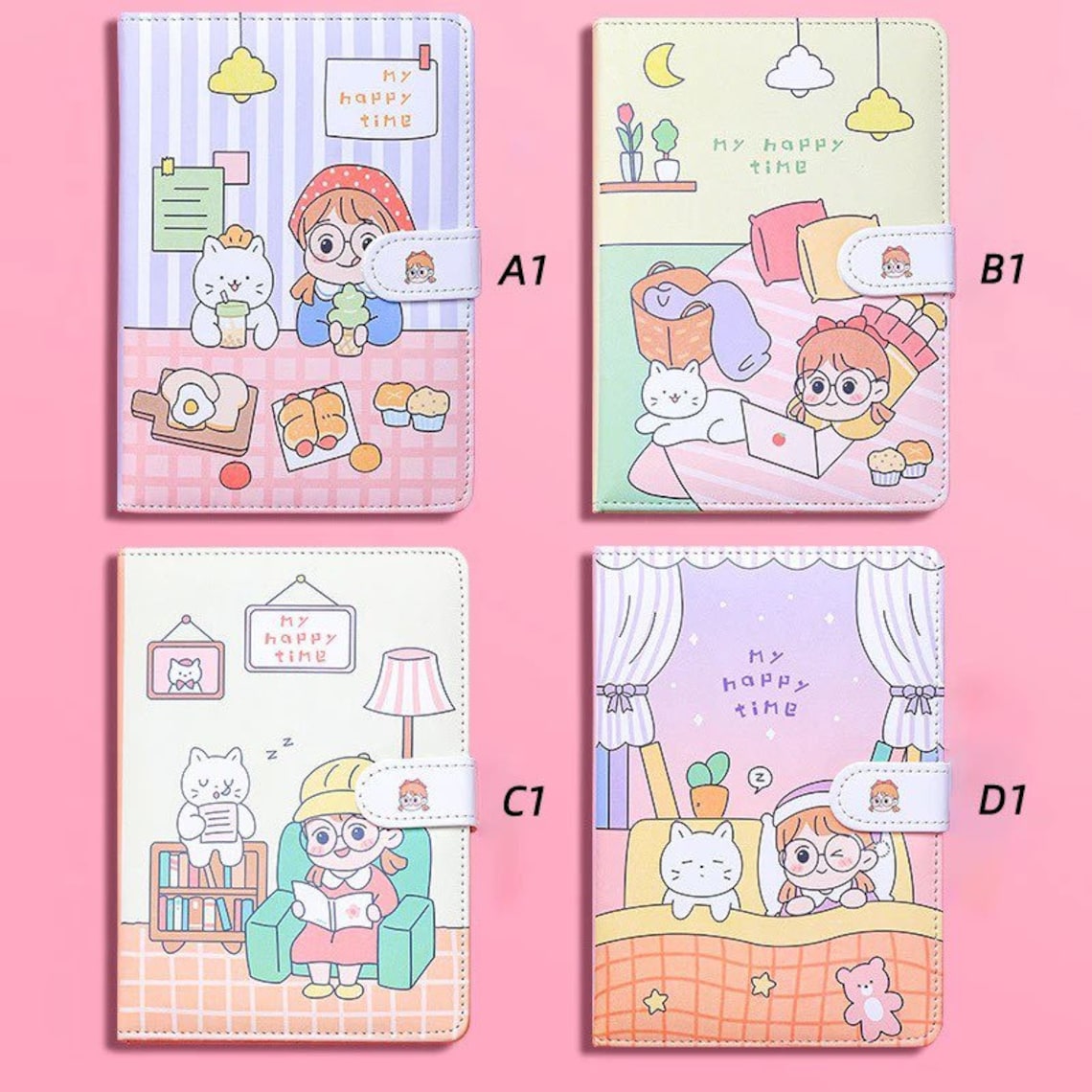 Cute School Girl Kawaii Notebook Kawaii Notebook Soft Hard - Etsy